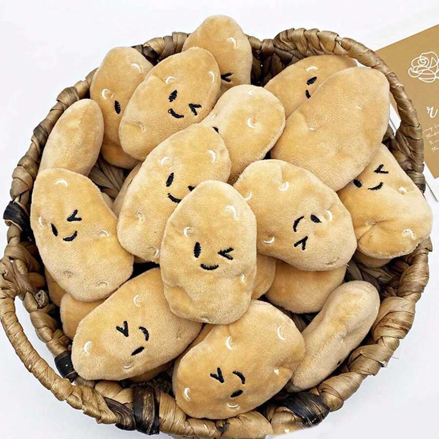 9pcs Creative Potato Shaped Plush Pet Toys, Soft & Bite Resistant ...
