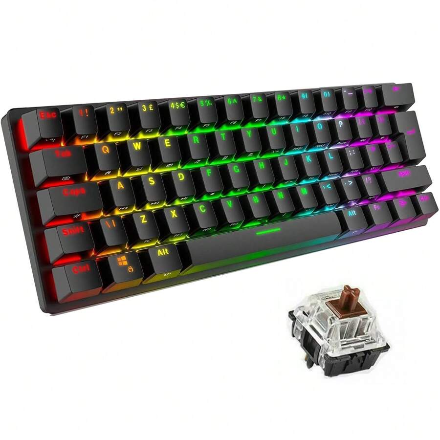 MAGIC REFINER MK22 60% Mechanical Gaming Keyboard, UK Layout, Mini 61 ...