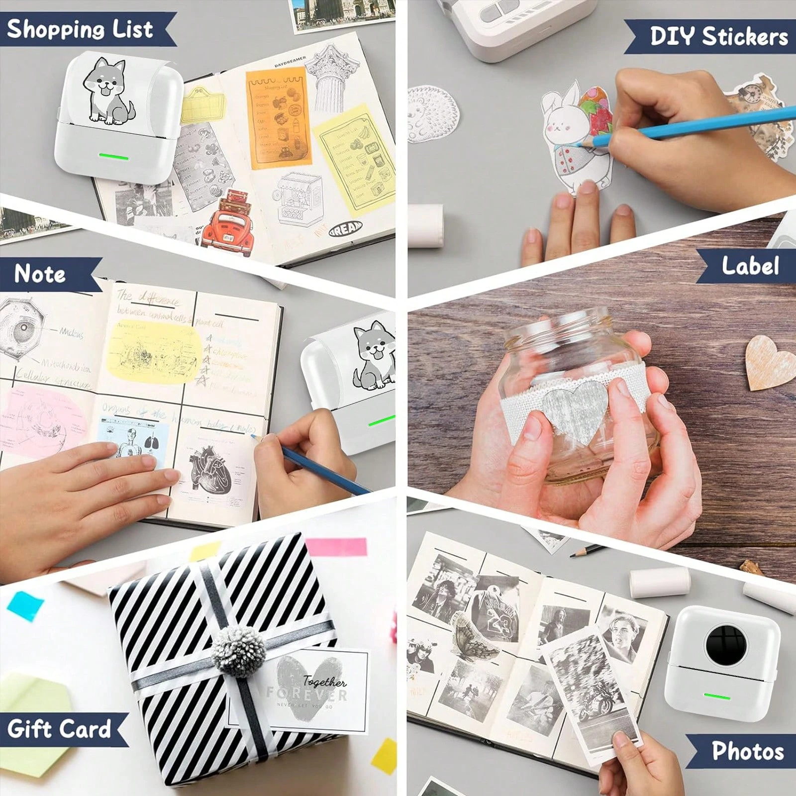 Mini Printer , Thermal Printer Sticker Maker Inkless Pocket Printer ...