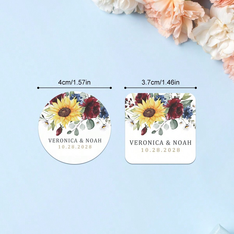 Floral Wedding Name Stickers - Customizable And Personalized Labels For ...