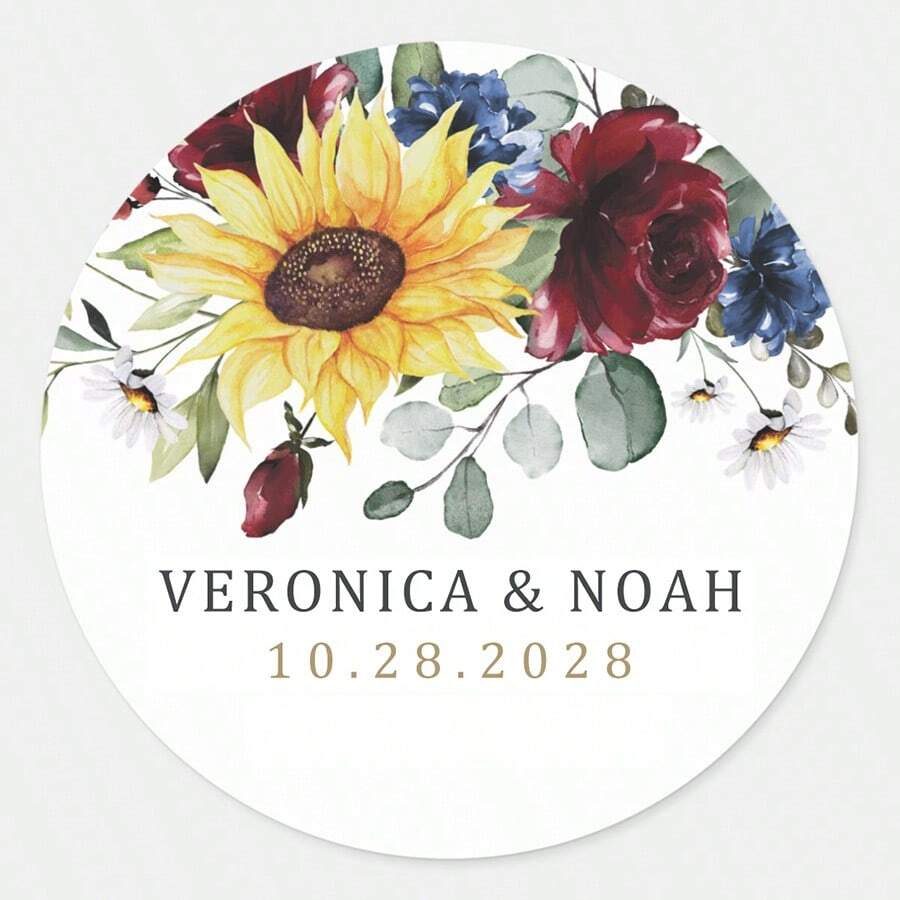Floral Wedding Name Stickers - Customizable And Personalized Labels For ...