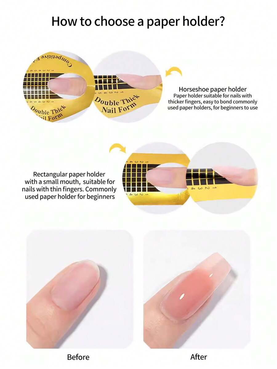 500pcs Nail Extension Paper Formes, Nail Art UV Gel Extension Molds ...