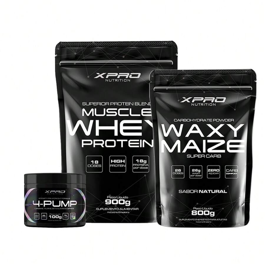 XPRONUTRITION Kit Whey Muscle Protein 900g + Pré-Treino 4-Pump 100g ...