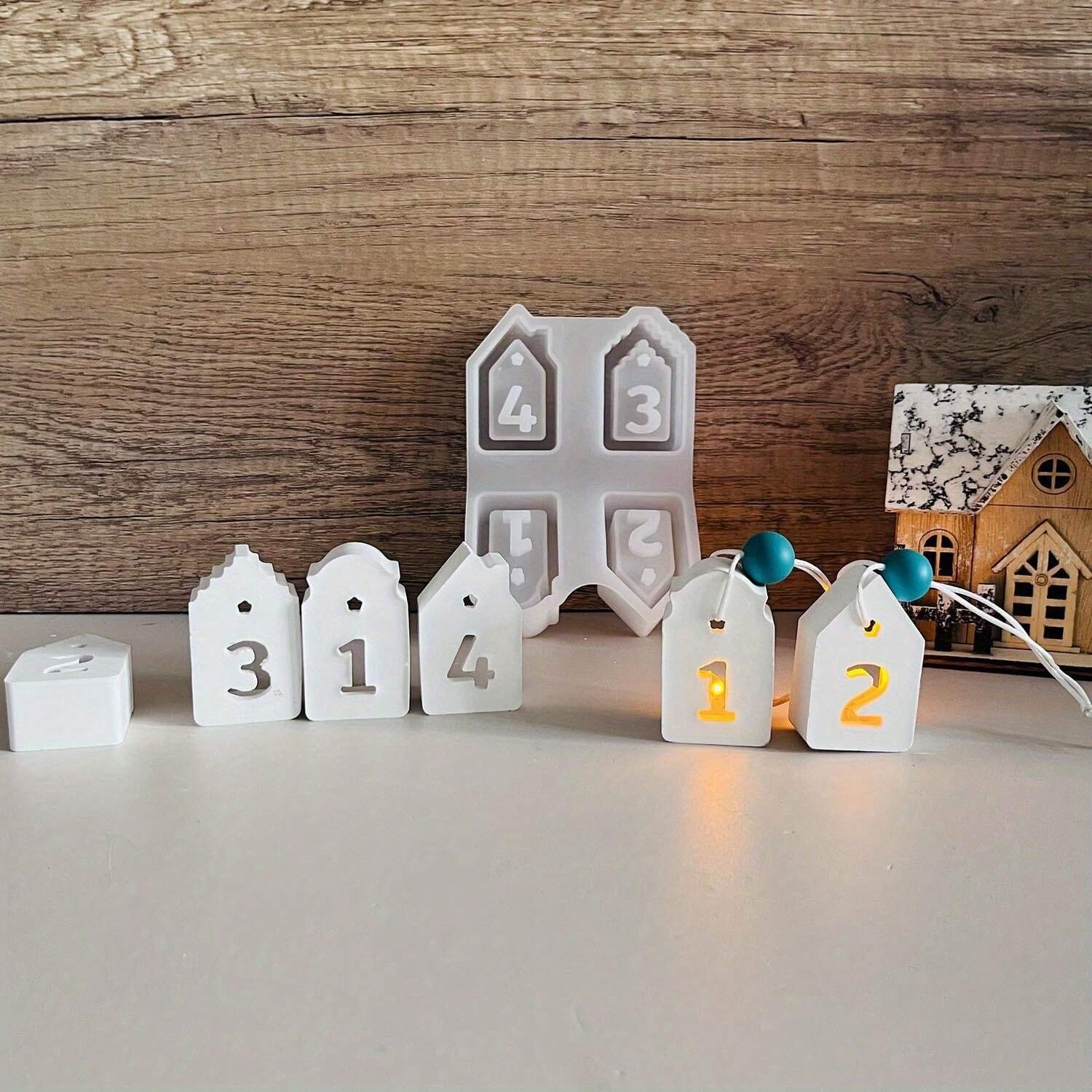Countdown Numbers 1234 House Pendant Silicone Mold, Aroma Stone Plaster ...