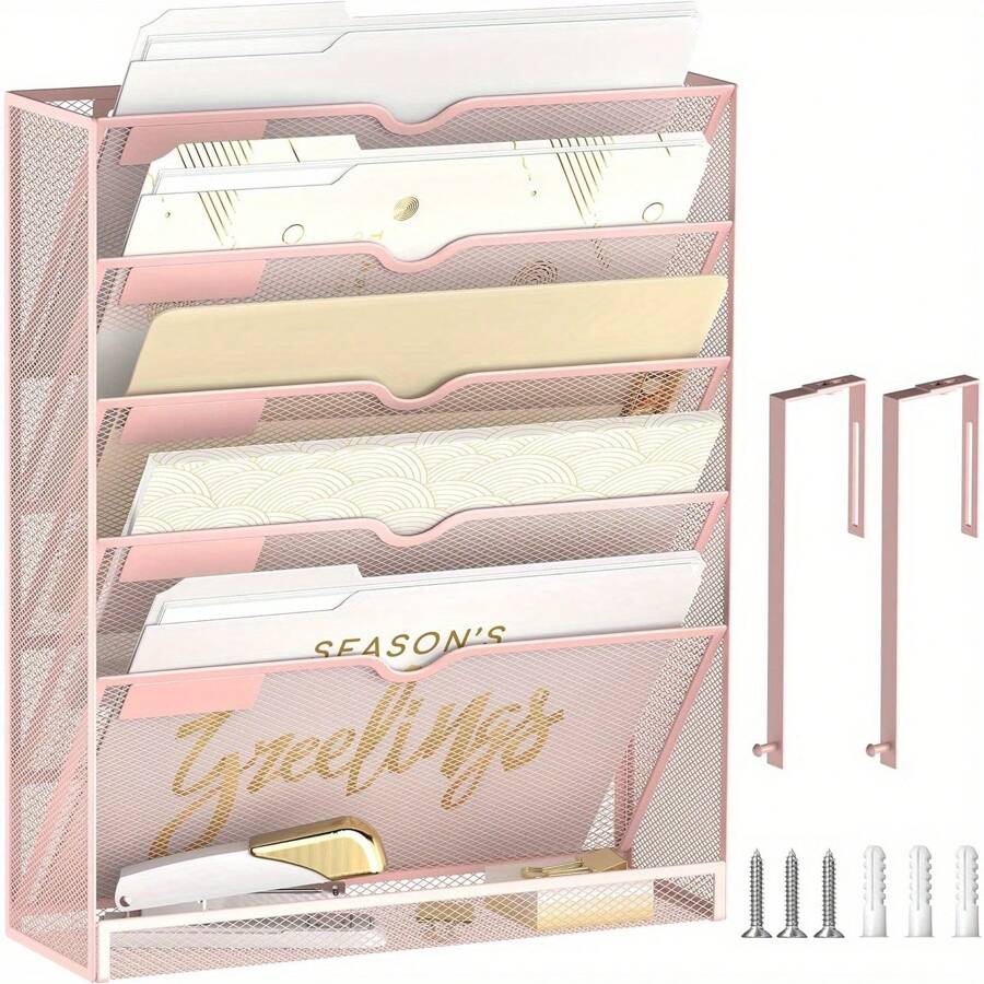 DALTACK 6-Tier Wall File Organizer Hanging Wall File Holder For Papers ...