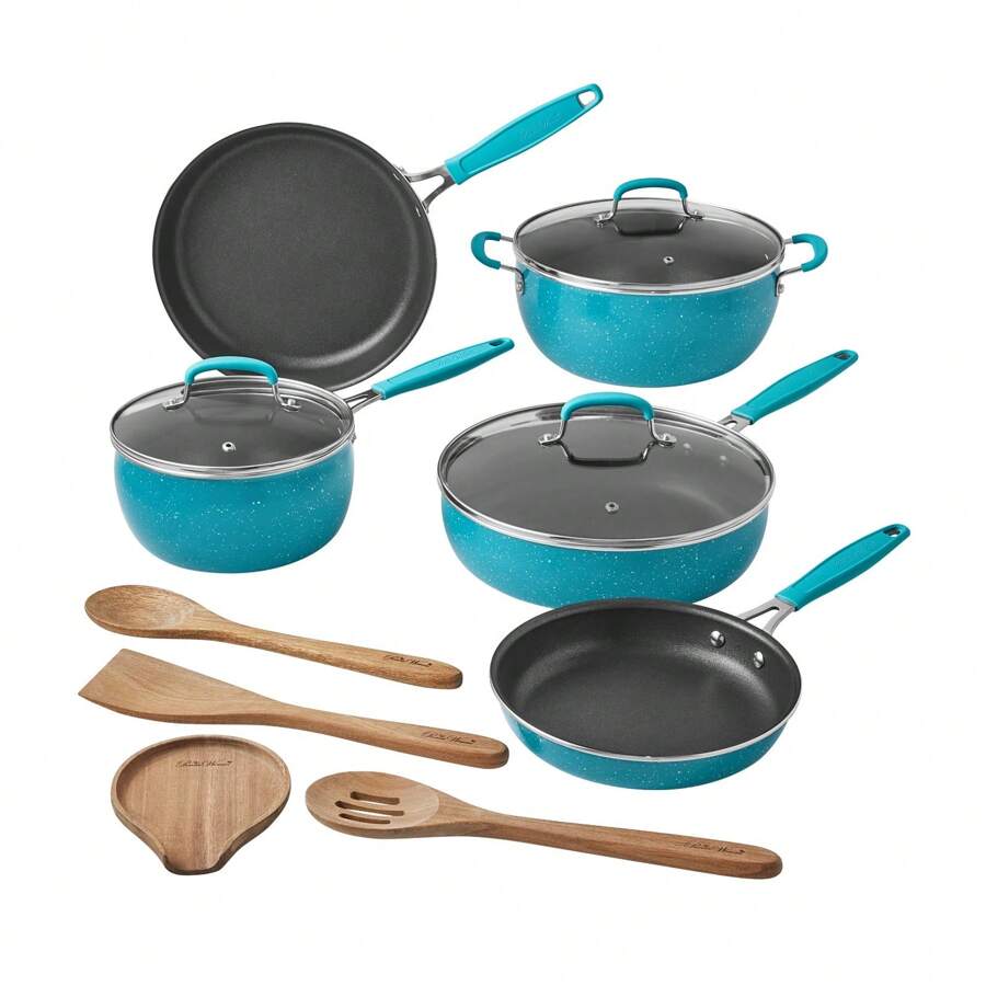 12-Piece Aluminum Cookware Set, Coral | SHEIN USA