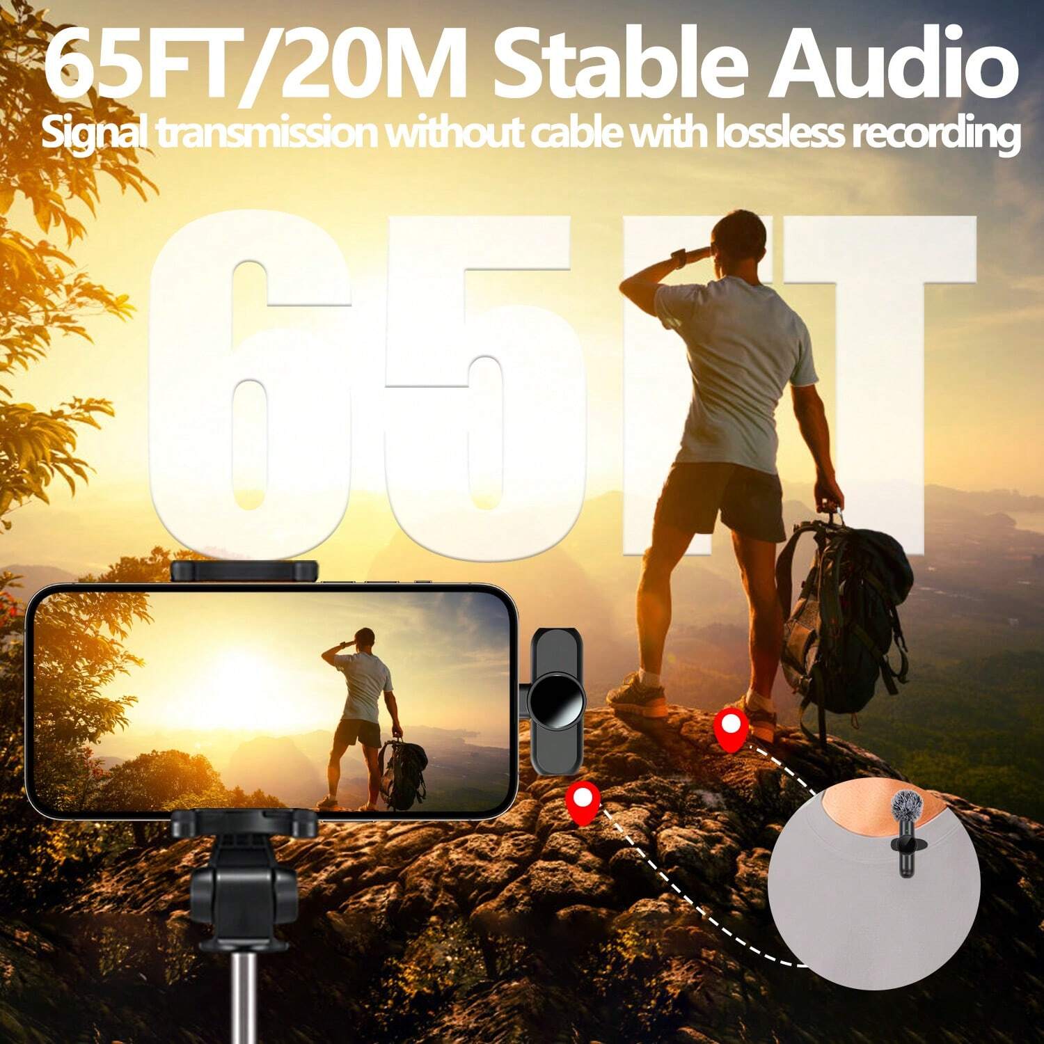 Wireless Lavalier Lapel Microphone Compatible With Iphone TypeC Android ...