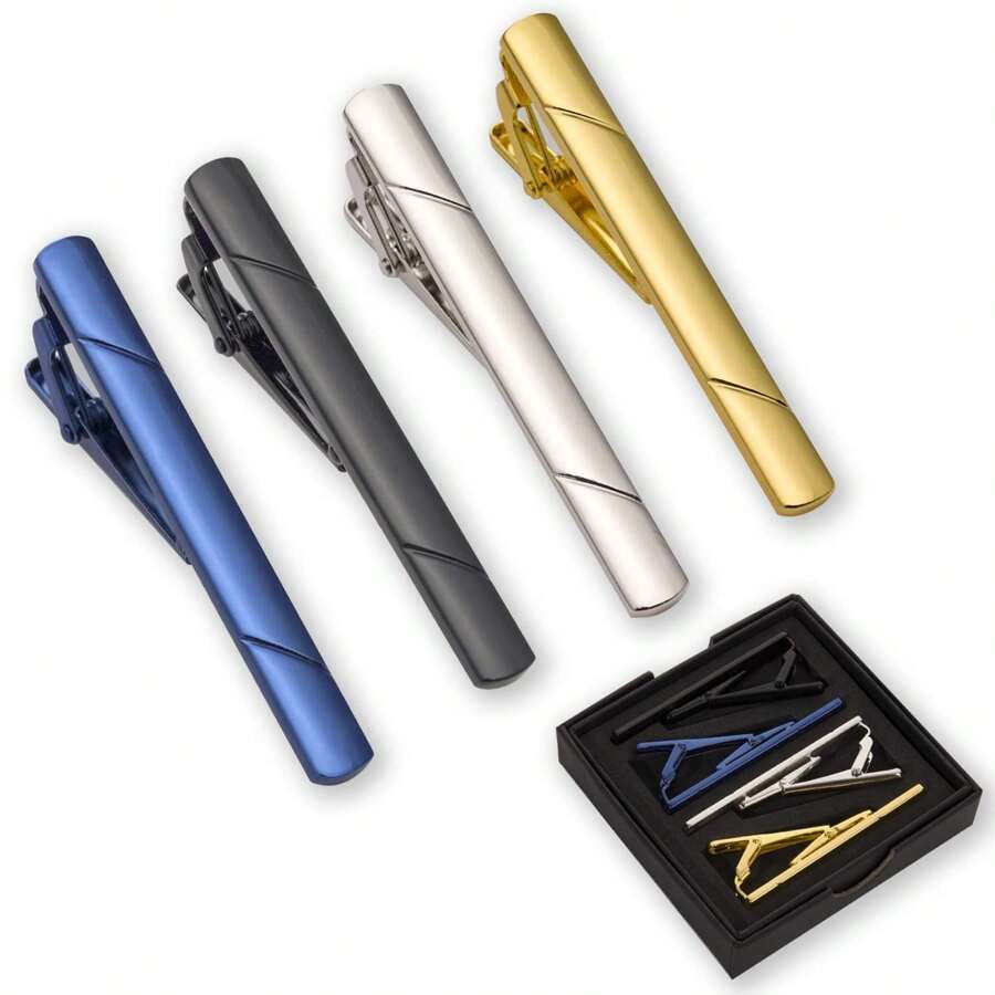 4 PCS Tie Clips For Men Tie Clip Tie Bar Tie Bars For Men With Gift Box ...
