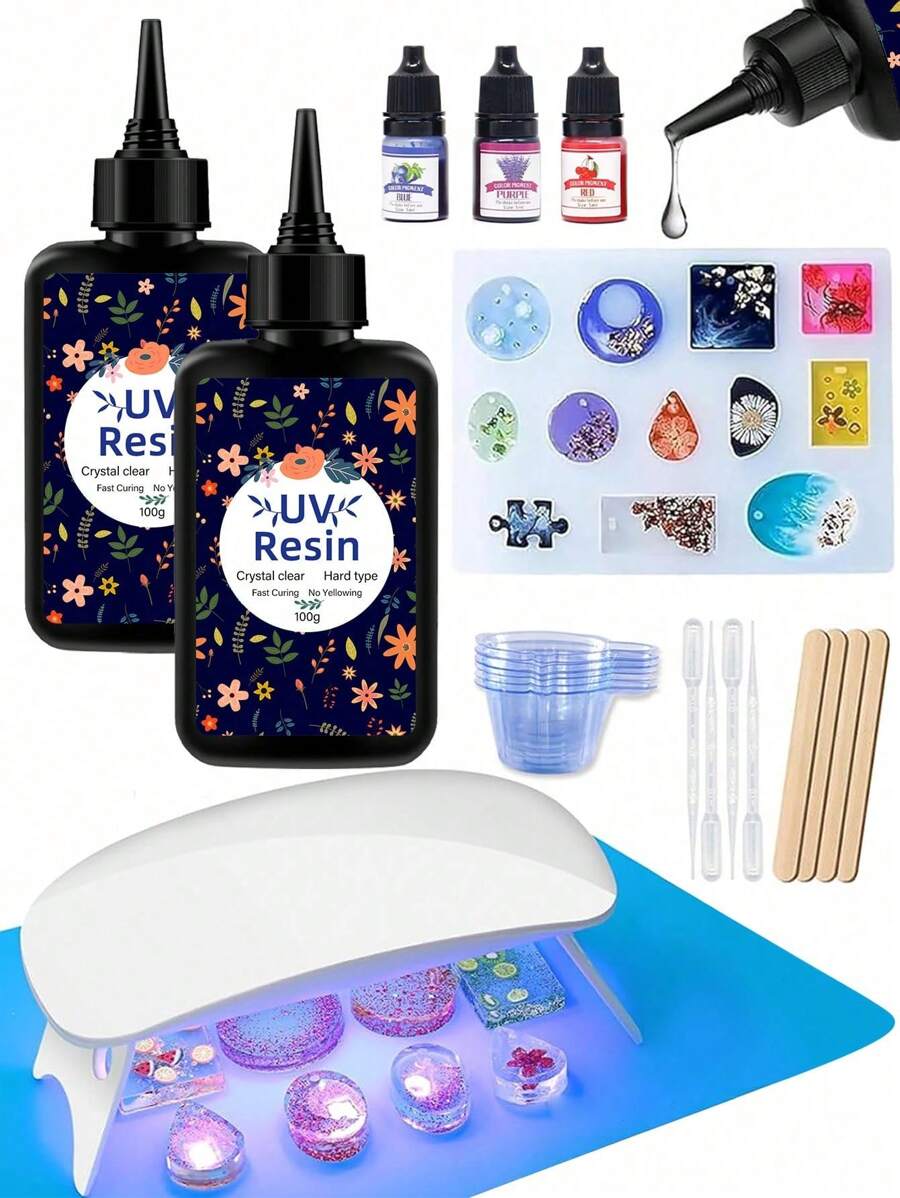 Kit de Resina UV, Grandes Suprimentos de Resina Epóxi UV Transparente Cristalina, Baixo Odor e ...