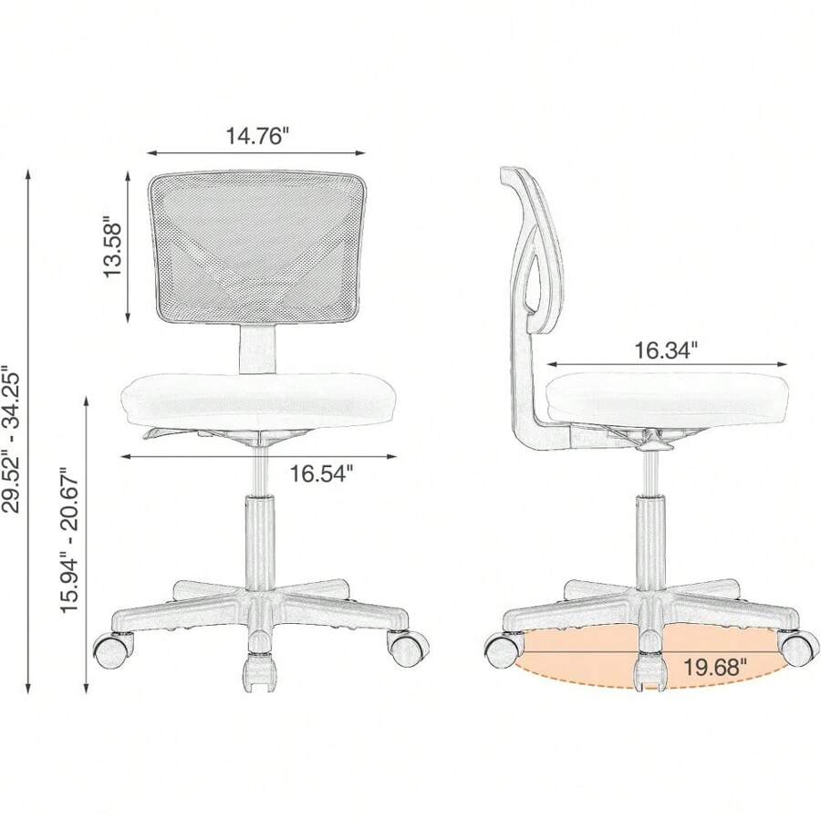 Armless Desk Chairs, Ergonomic Low Back Computer Chair No Arms ...