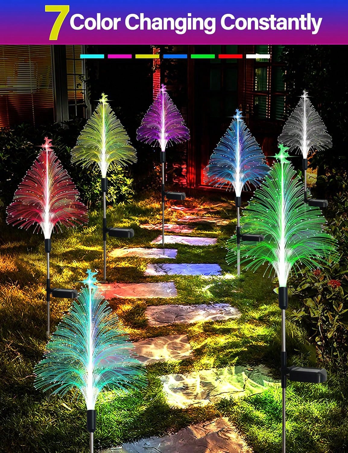 Solar Powered Fiber Optic Tree Pathway Lawn Lights, Landscaping ...
