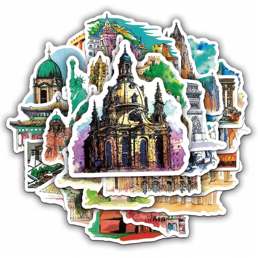 51Pcs World Famous Building Stickers Famous Architecture Waterproof ...