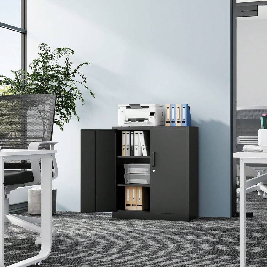 Metal Storage Cabinet-36" Tall Steel File Cabinets With Lockable Doors ...