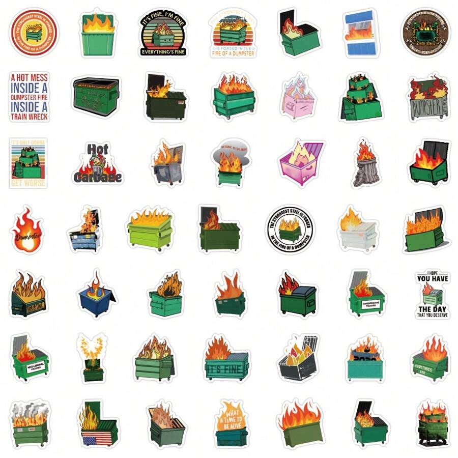 60Pcs Dumpster Fire Stickers Pack | Western Stickers,High Quality ...