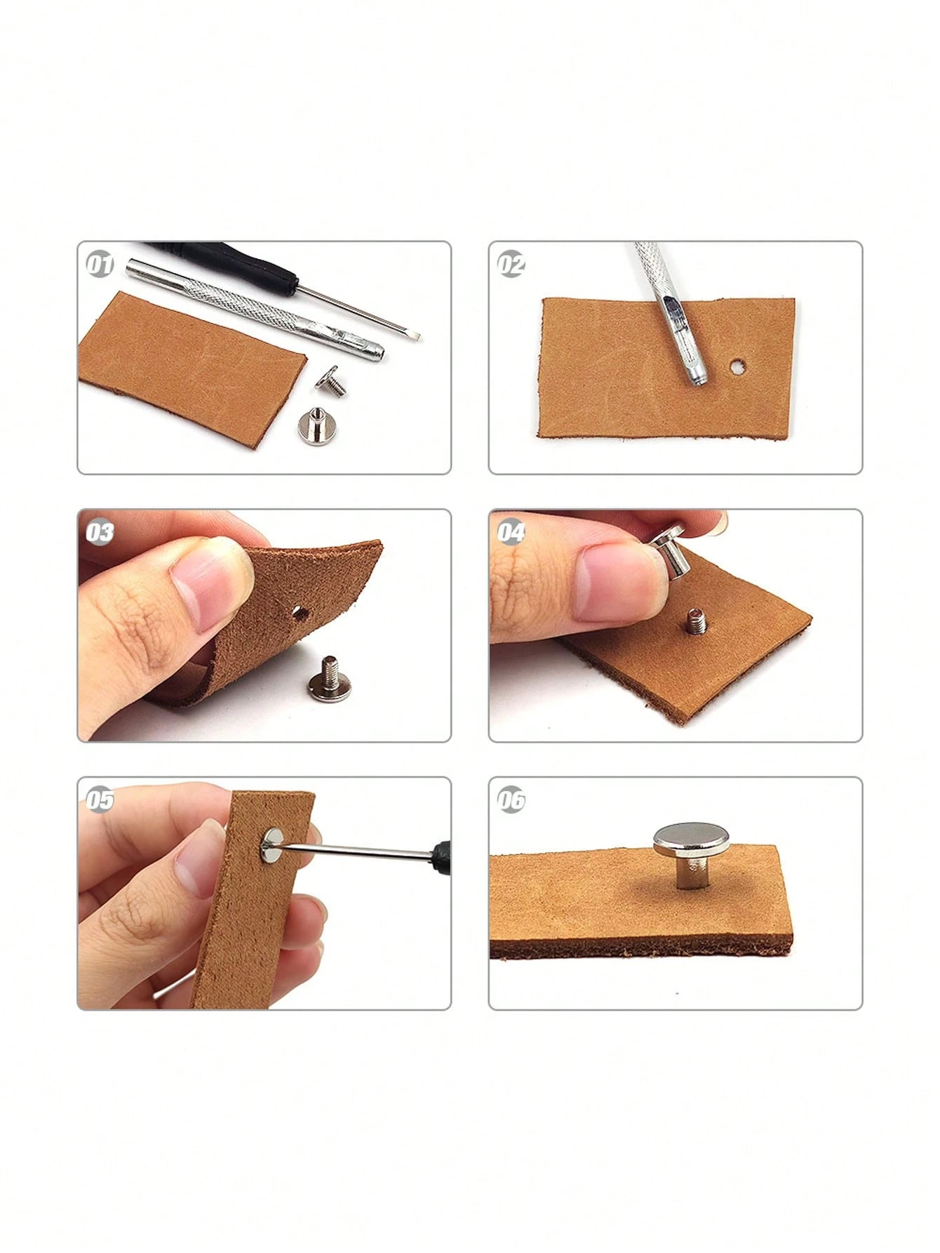 10pcs Silver Metallic Solid Screw Rivet Double Prong Belt Rivet Nail ...