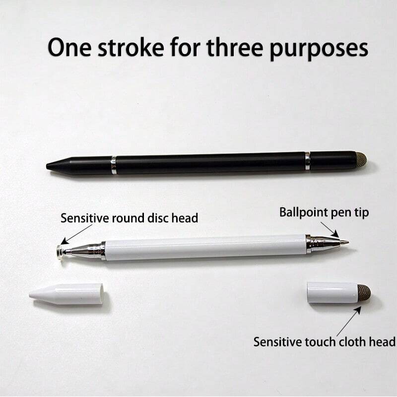 1pc Universal 3-In-1 Touch Stylus Pen, High Sensitivity Disc Tip, With ...