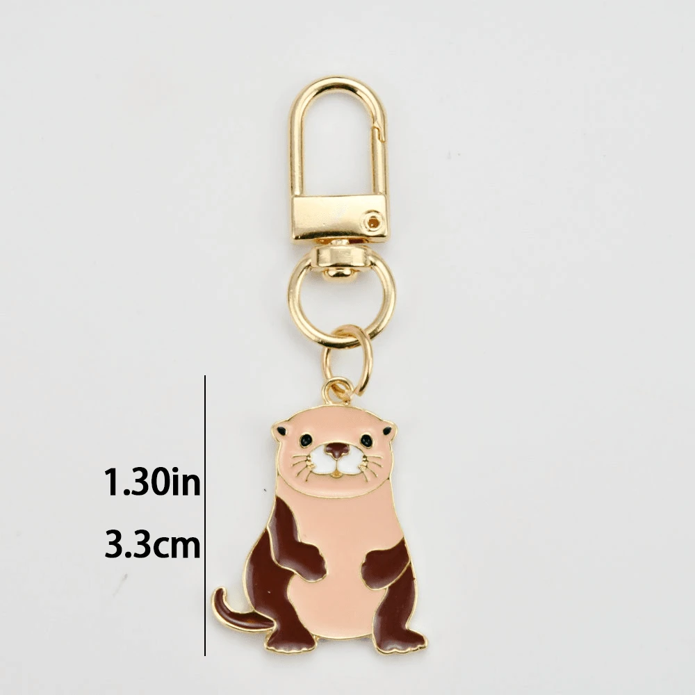 [New] Adorable Otter Animal Key Chain, Cartoon Metal Oil-Drop Animal ...