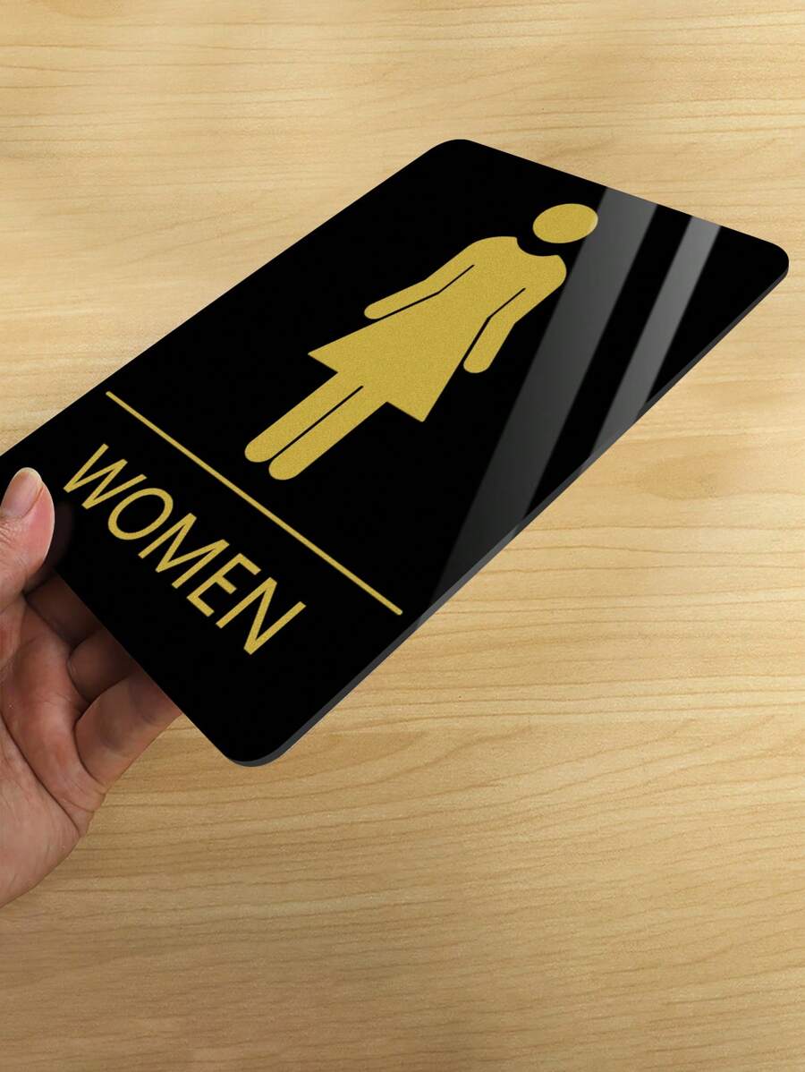 1pc Acrylic Black 3D Restroom Sign (RESTROOM, MEN, WOMEN) Bathroom ...
