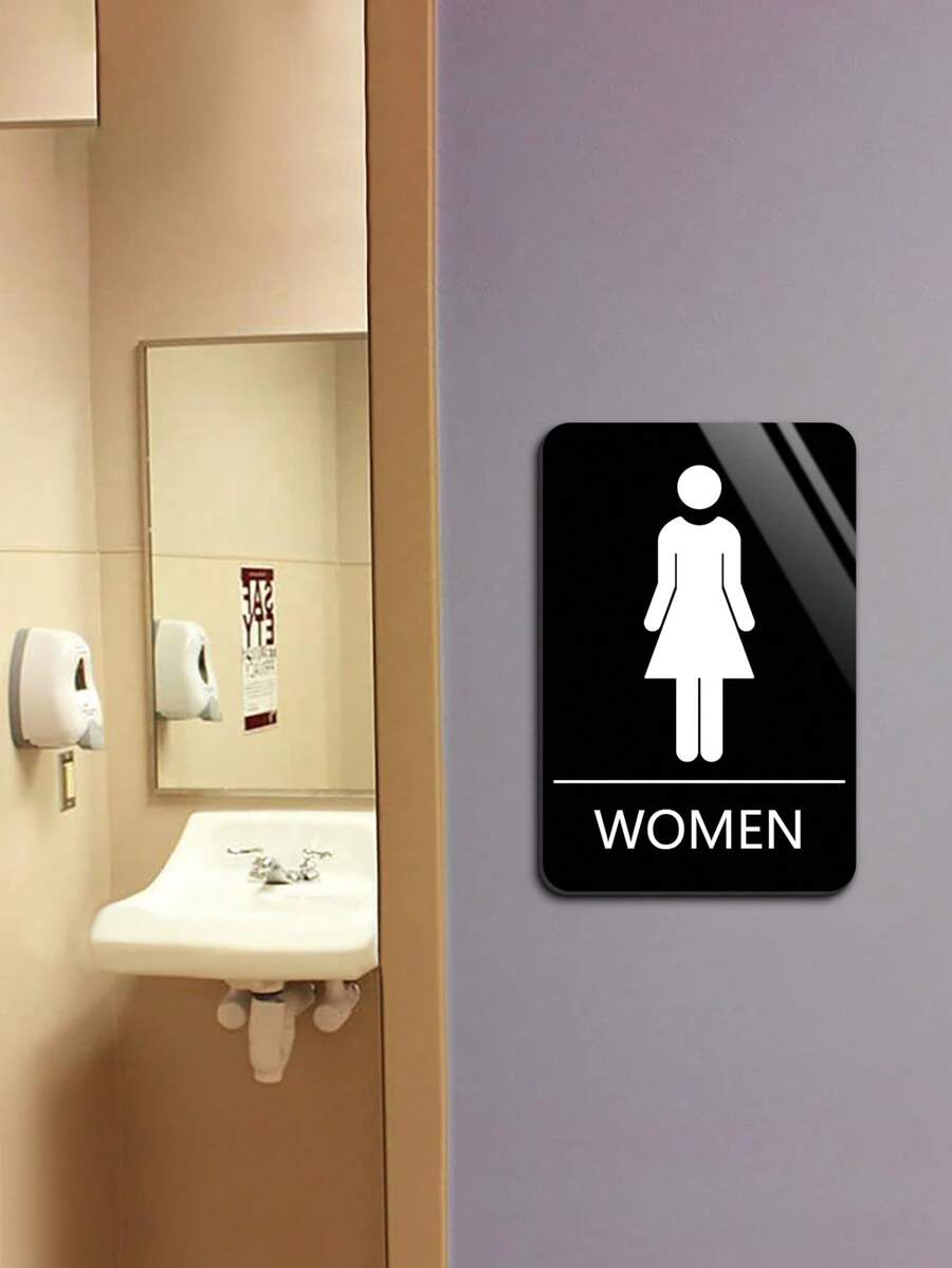 1pc Acrylic Black 3D Restroom Sign (RESTROOM, MEN, WOMEN) Bathroom ...
