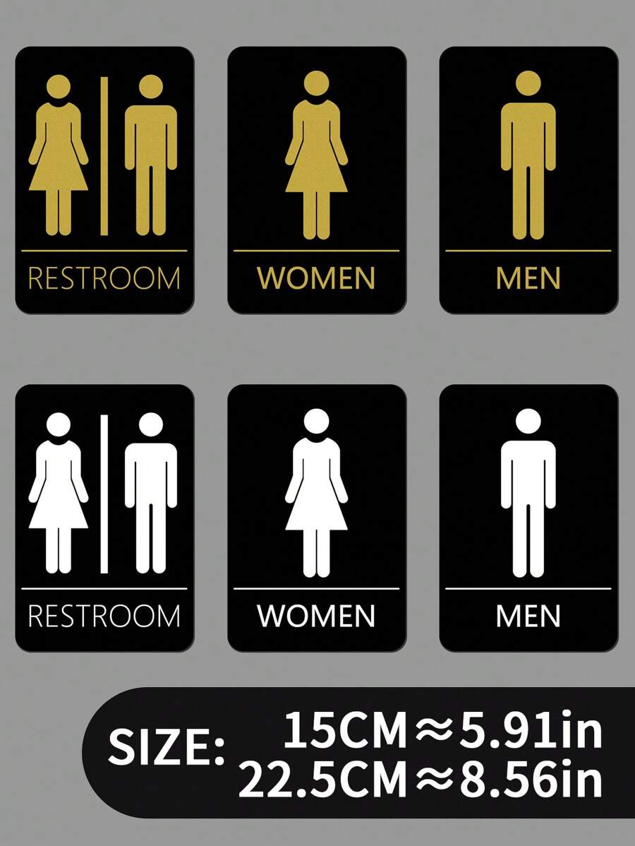 1pc Acrylic Black 3D Restroom Sign (RESTROOM, MEN, WOMEN) Bathroom ...