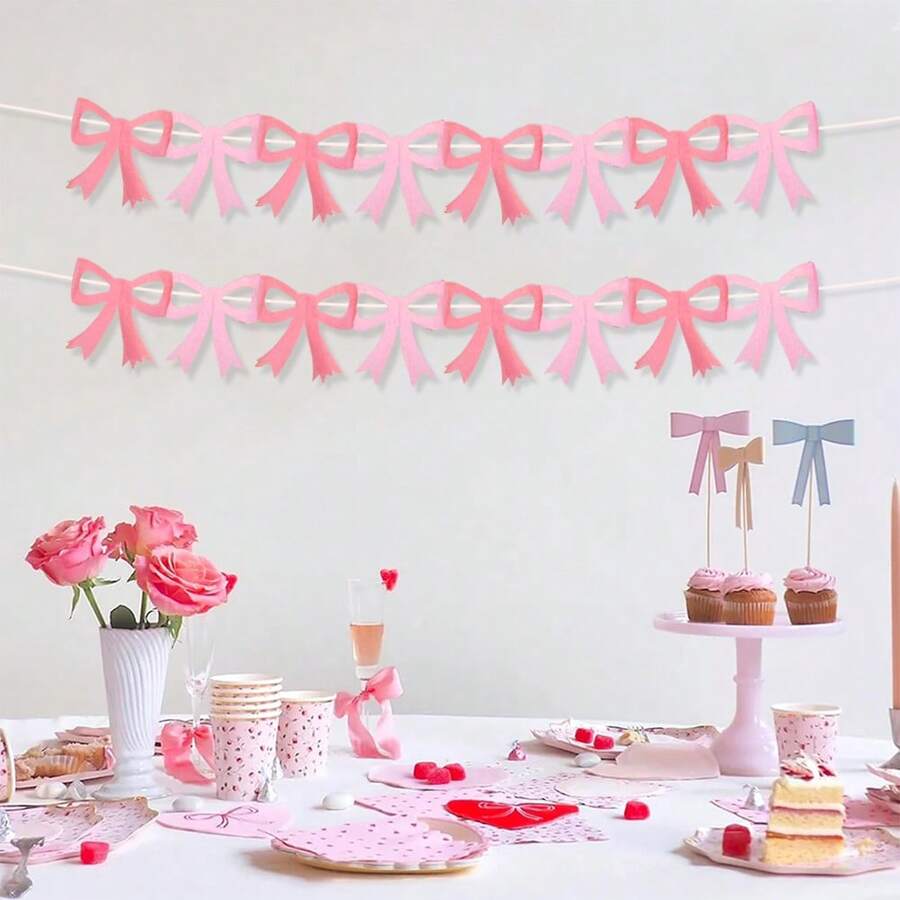 Bow Banner For Birthday Party Decor Pink Bow Banner For Bachelorette ...