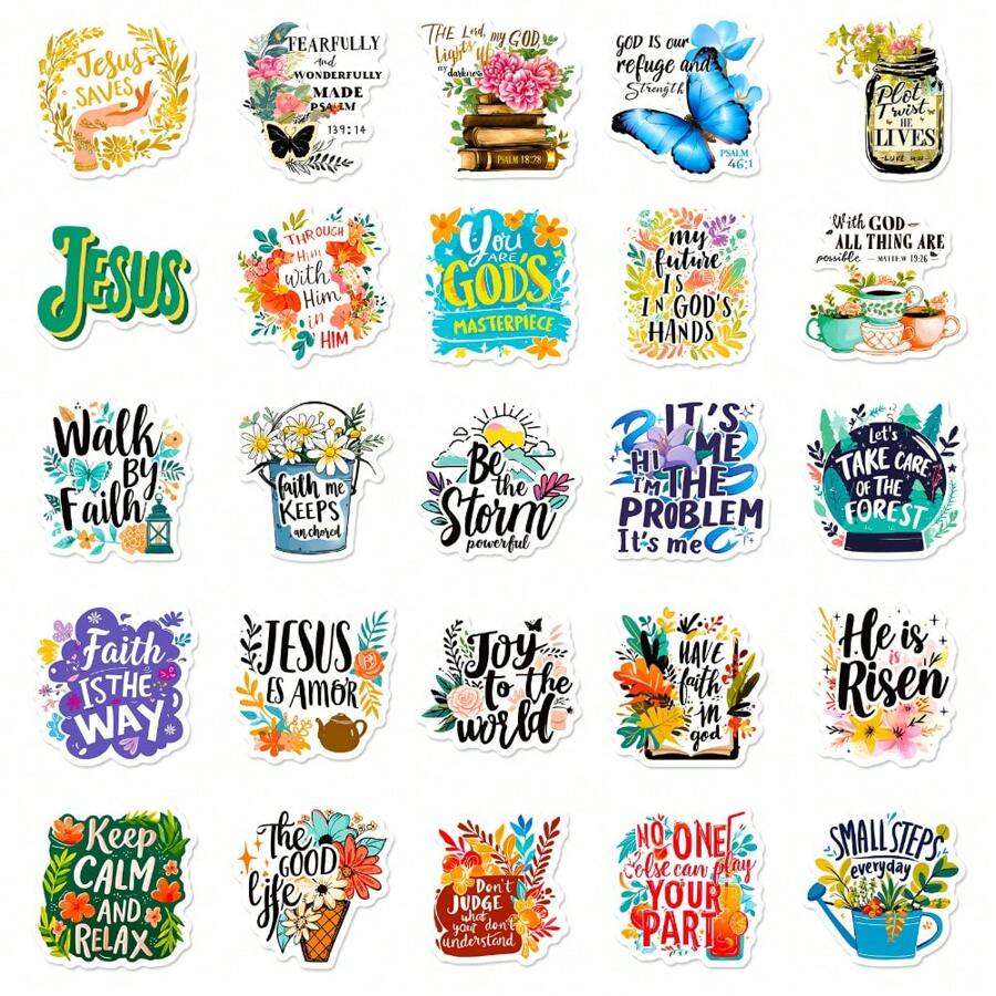 50 adesivos de versículos bíblicos com citações positivas, frases ...