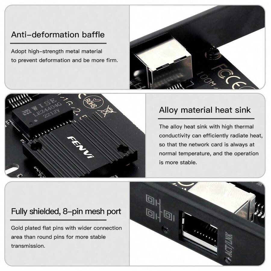 FENVi 2.5Gb PCIe Network Card With I226 Chipset, 2.5GBase-T Network Adapter NIC, PCIe X1, PCI ...