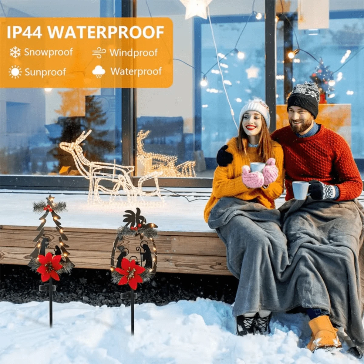 Solar Powered Nativity Scene Garden Stake Christmas Decorations Outdoor ...