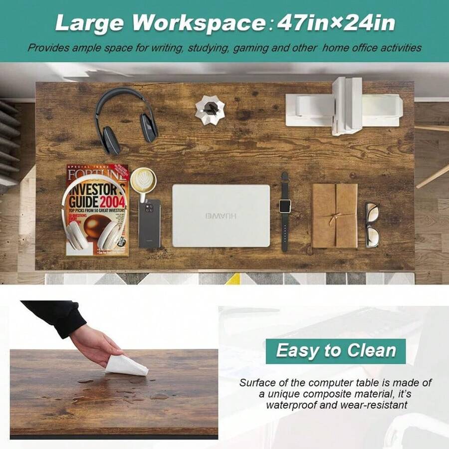 Computer Desk With 4 Tier Storage Shelf- 47 Inch Home Office Table ...