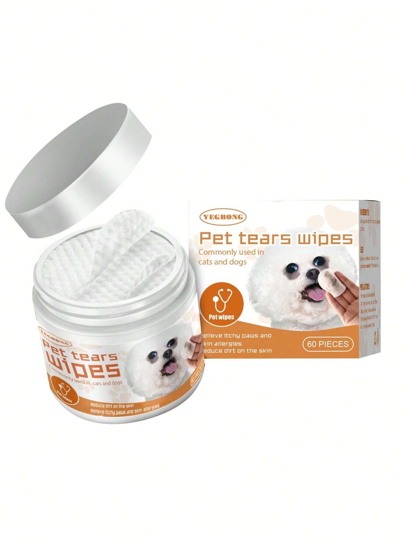 1 Pack Pet Wet Wipes, 60pcs, Eye Cleaning Pads For Dogs & Cats To ...