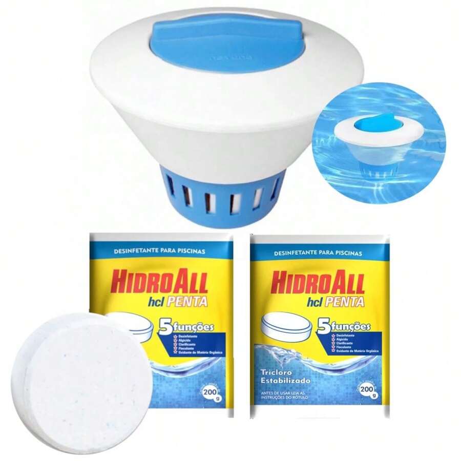 CHLORINATOR FLOAT KIT AND 2 CHLORINE TABLETS 5X1 FOR SWIMMING POOL ...