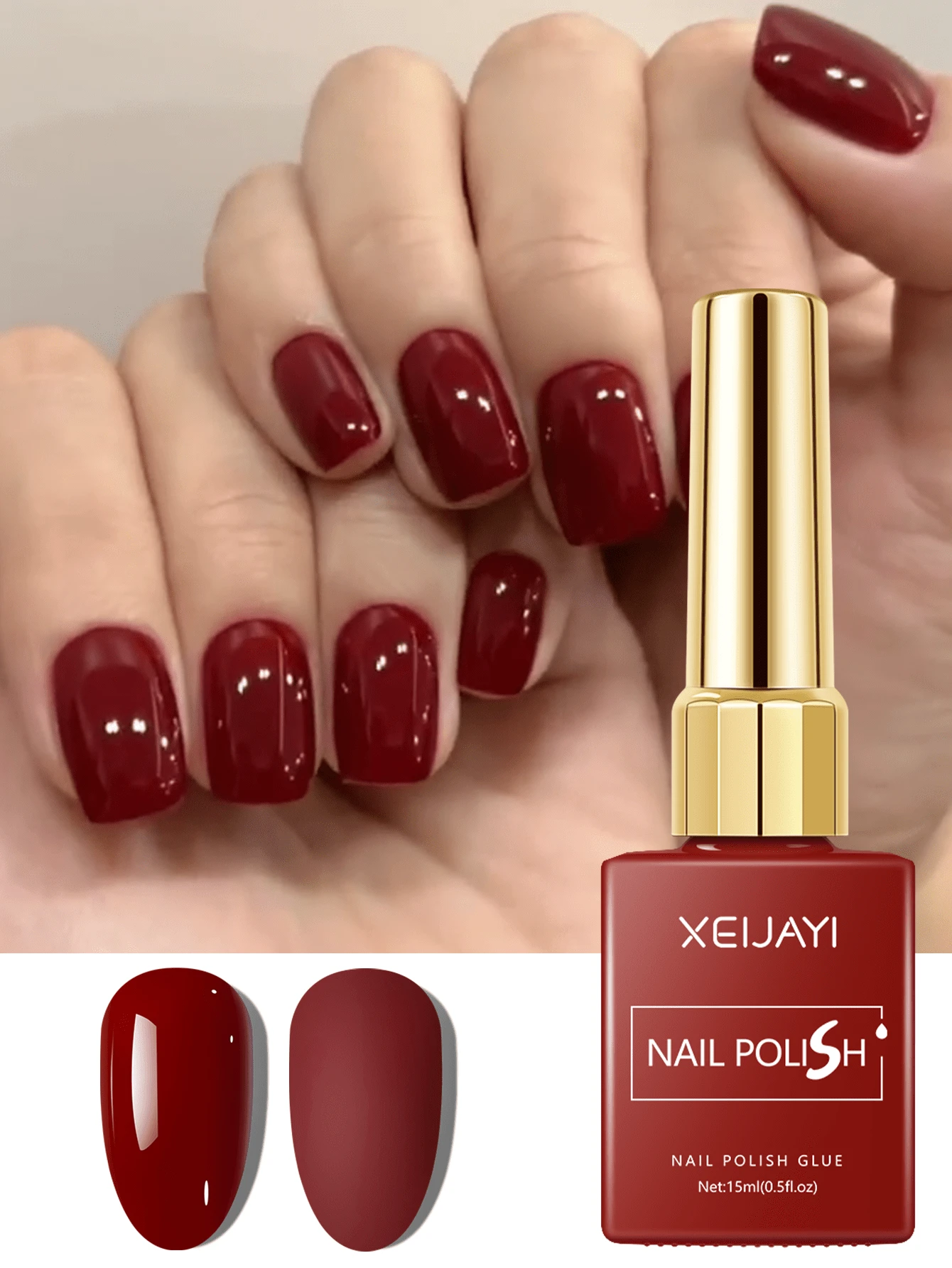 1pc 15ml Brick Red Gel Nail Polish Starter Pure Soak Off No Wipe Nail ...