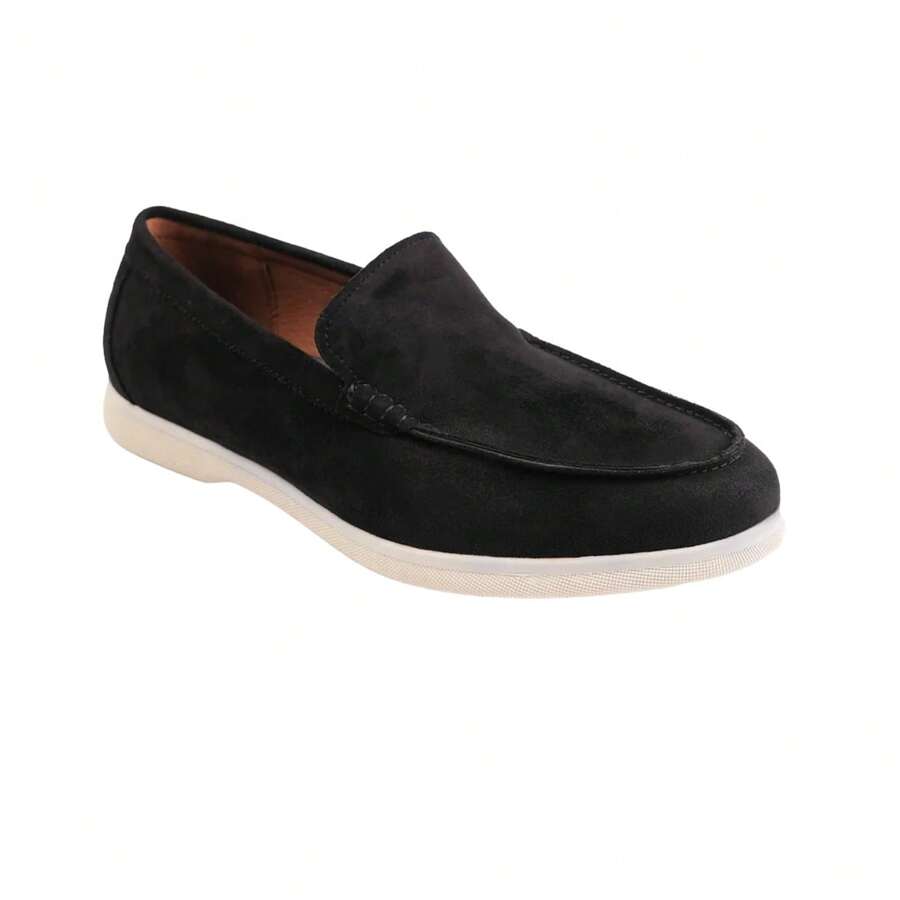 Where's That From Mens Danny Suede Slip-On Loafers (Black) | SHEIN USA