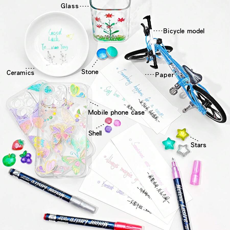 9 Colors Laser Pearl Color Marker ,Oil Based Paint Repair Pen Assembly ...