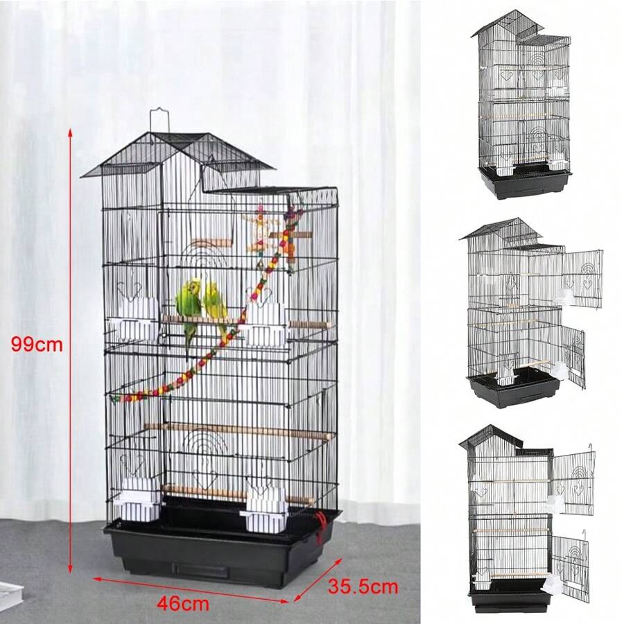 Gabbia per uccelli portatile grande con manico, voliera H 99 cm con ...