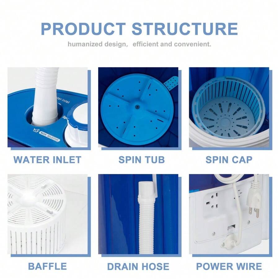 Portable Compact Mini Washing Machine Washer And Spinner Gravity Drain ...