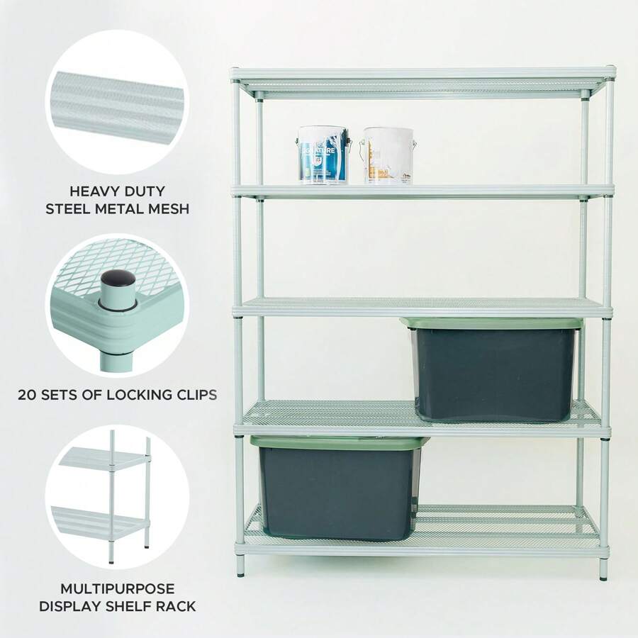 Design Ideas MeshWorks 5 Tier Full-Size Metal Storage Shelving Unit ...