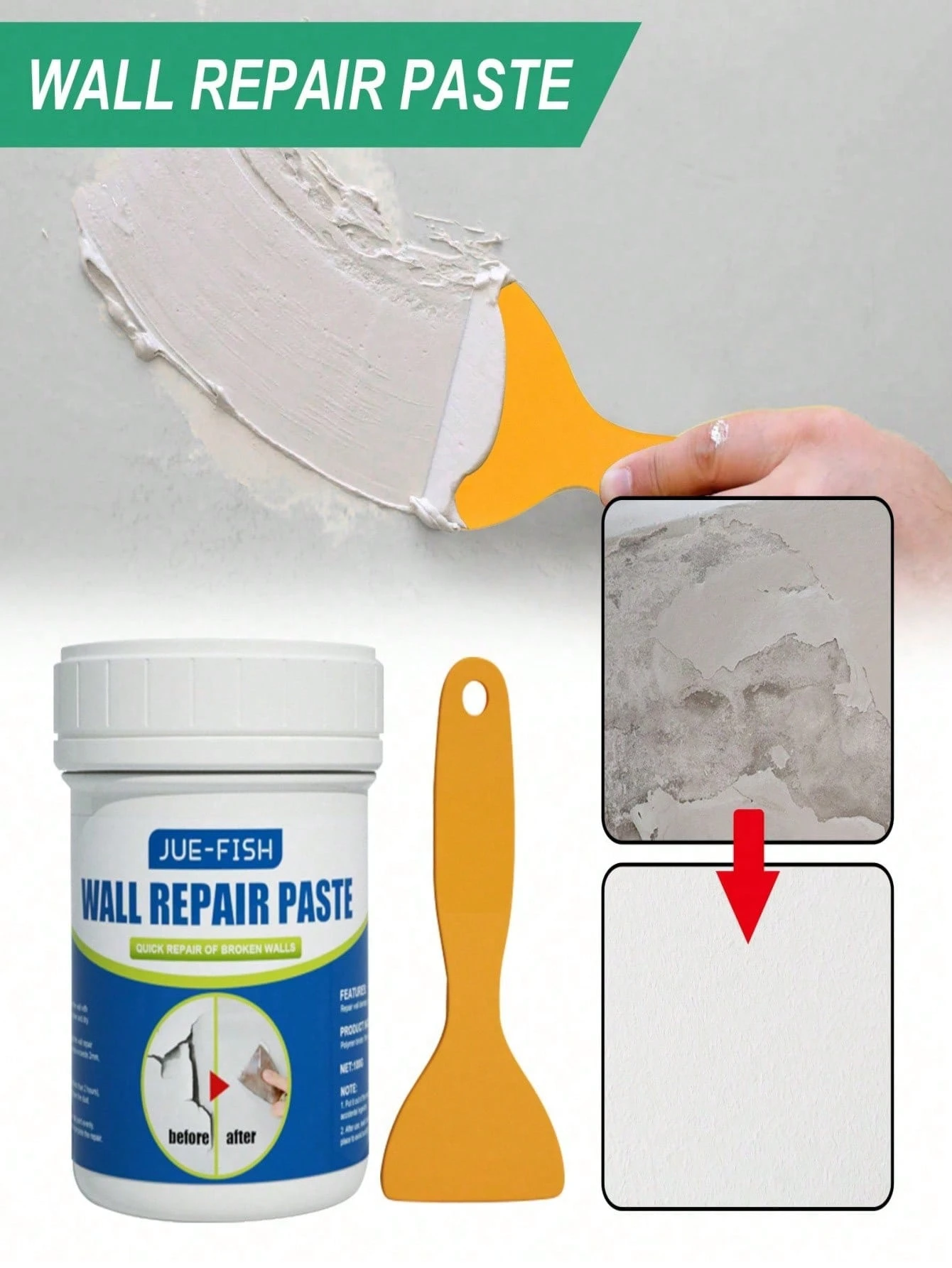 Wall Repair Paste, Covers Stains, Plaster Peeling, Moisture-Proof Wall ...