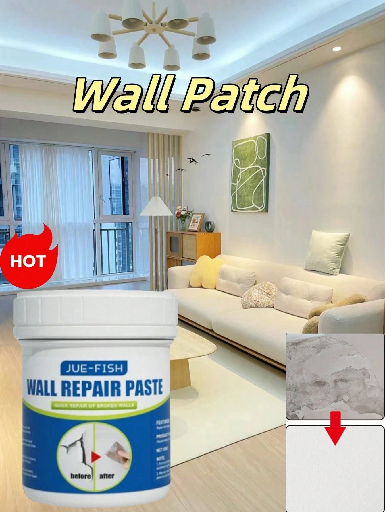 Wall Repair Paste, Covers Stains, Plaster Peeling, Moisture-Proof Wall ...