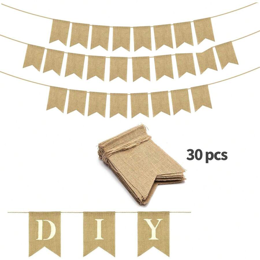 30pcs/Set, Banners Burlap Banner, Plain Banners For DIY Party ...