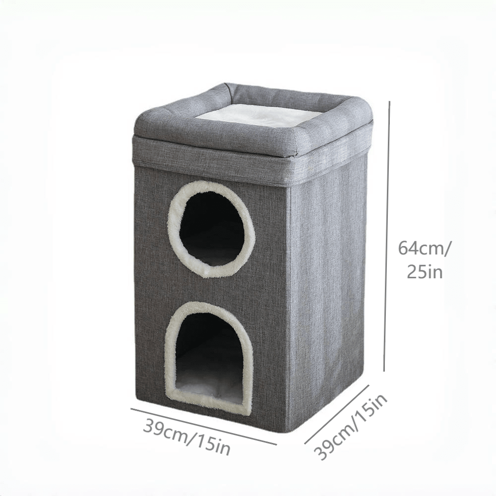2-Level Cat House For Indoor Cats - Small Cat Towers With Scratch Pad ...