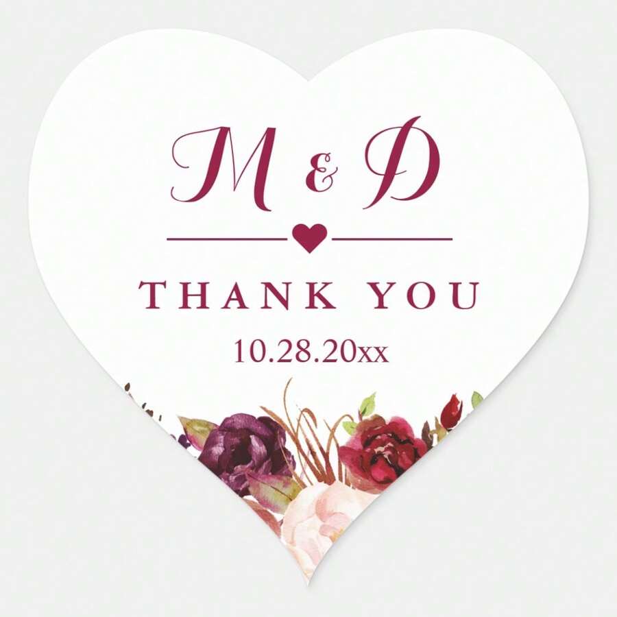 Floral Wedding Name Stickers - Customizable Labels With Names And Dates ...