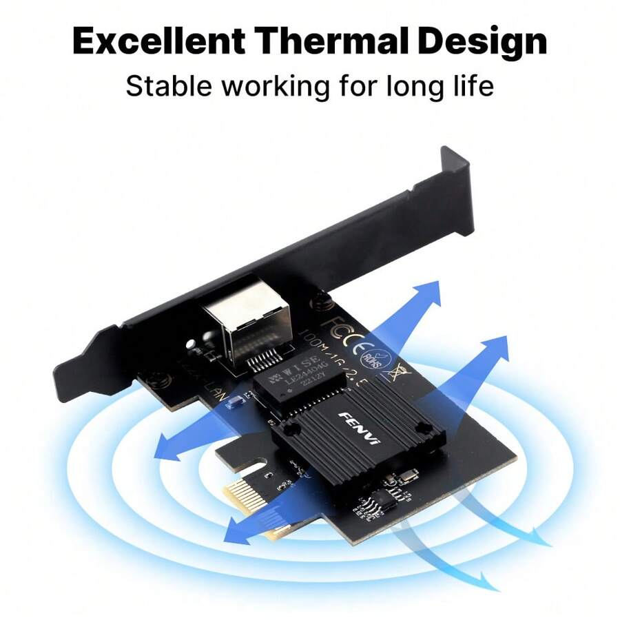 FENVi 2.5Gb PCIe Network Card With I226 Chipset, 2.5GBase-T Network Adapter NIC, PCIe X1, PCI ...