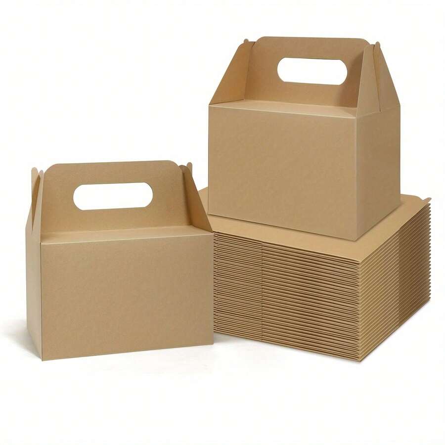 30 Stücke 9 x 6 x 6 cm Box Papiertüten mit Griffen in Kraftpapier-Braun ...