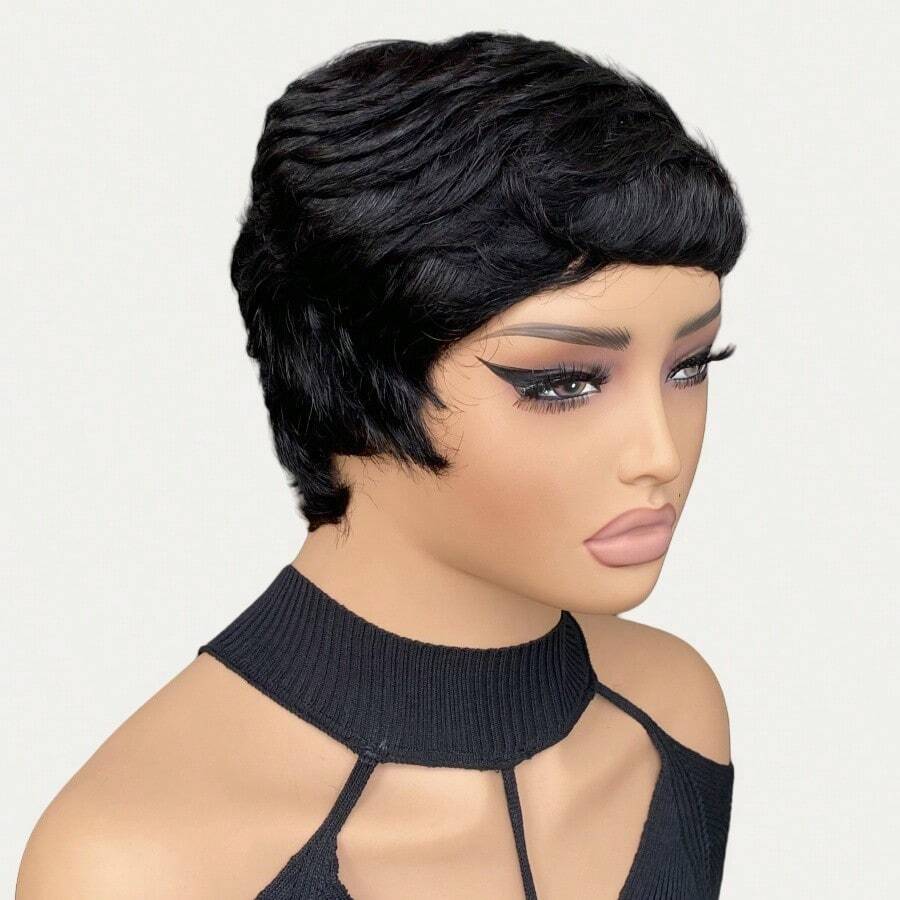 Short Wave Pixie Cut Wig Human Hair Wigs 4 Inch Colour Wig For Women ...