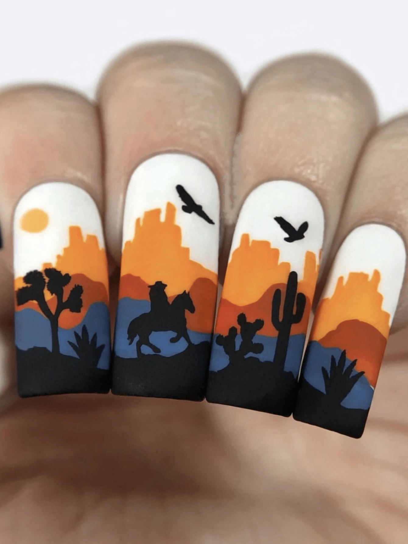 Sunset Desert Cactus Wear Armor Nails | SHEIN USA