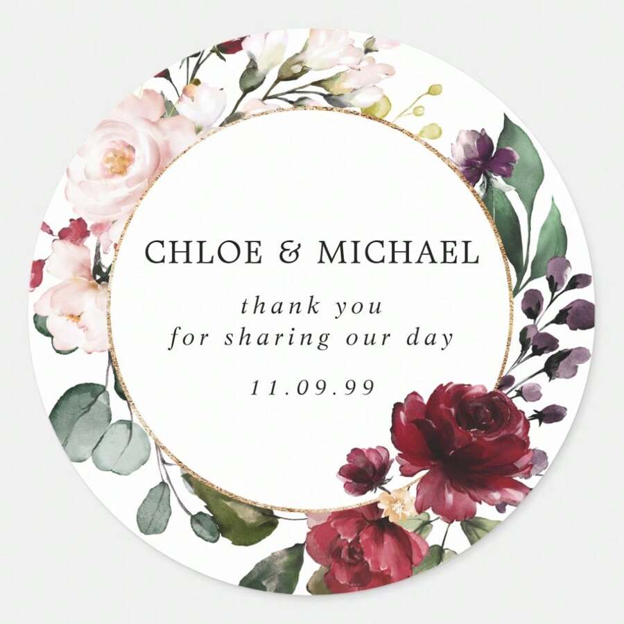 Custom Floral Wedding Name Stickers - Personalized Labels For Adding ...