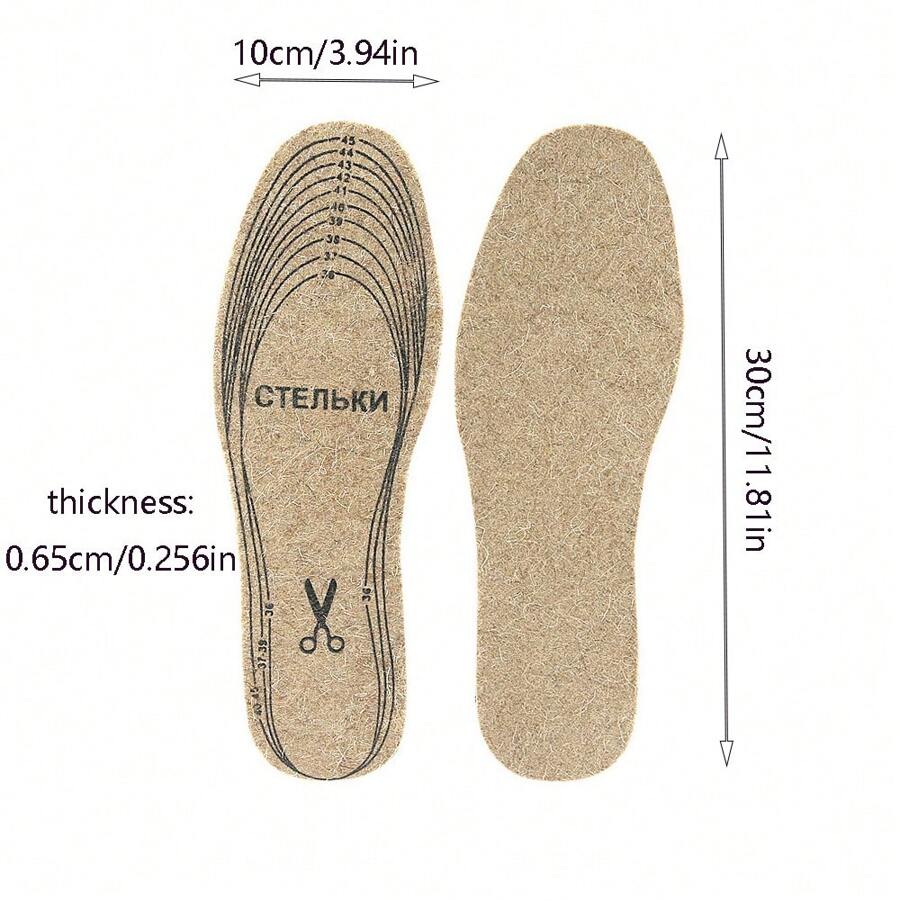 A Pair Of Insoles, Soft Wool Felt Insoles Shoe Cushion Insert Insoles ...