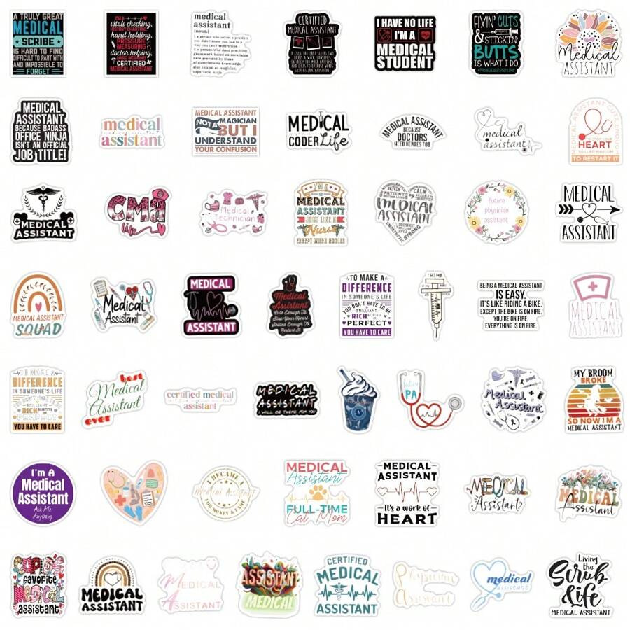 50Pcs Medical Assistant Stickers Pack | Western Stickers,High Quality ...