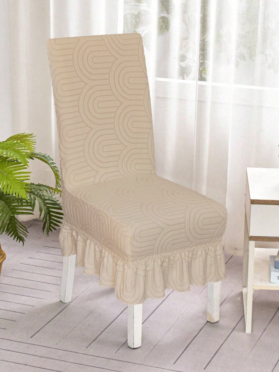 1pc Solid Color Thickened Jacquard High Back Chair Cover, Modern ...